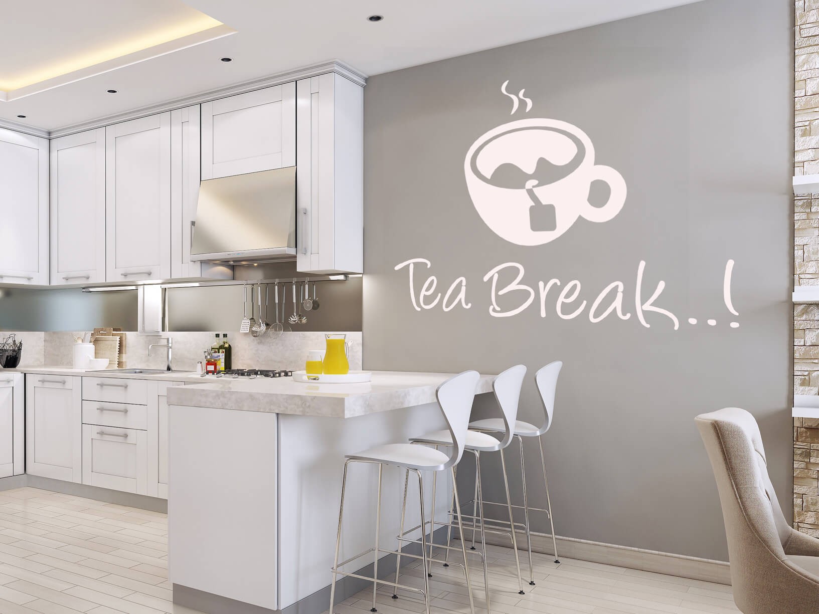 Muursticker "Tea break..!" - Keuken muurstickers